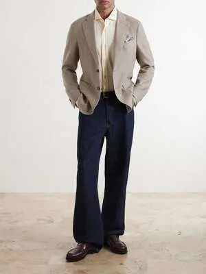 SLOWEAR Cotton, Wool And Cashmere- Blend Jacquard Blazer - Beige
