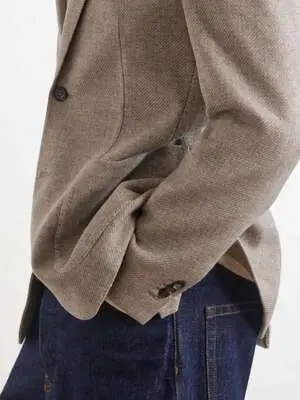 SLOWEAR Cotton, Wool And Cashmere- Blend Jacquard Blazer - Beige