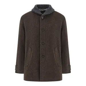 Paul & Shark Lined Wool Car Coat - Dark Brown