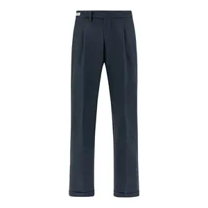 Paul & Shark Chino Trousers In Linen And Cotton With Pleats - Dama Blue