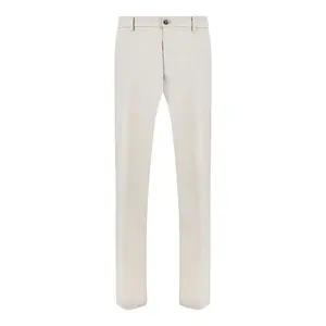 Paul & Shark Wide‑leg Trousers In Stretch Cotton With Pleats - Light Grey