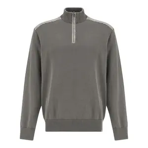 Paul & Shark Half‑zip Sweater In Fresco Cotton With Linen Details - Morel