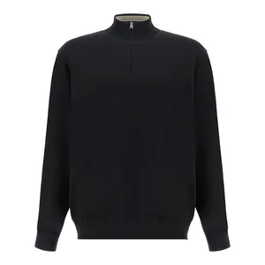 Paul & Shark Piuma Cotton Half Zip Sweater - Black