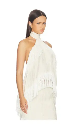 YELLOW THE LABEL Jones Fringe Top In White - Ivory