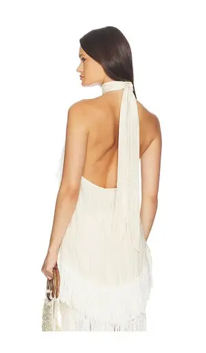 YELLOW THE LABEL Jones Fringe Top In White - Ivory