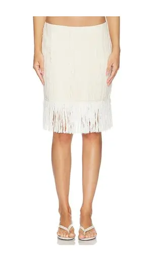 YELLOW THE LABEL Fritz Fringe Skirt In White