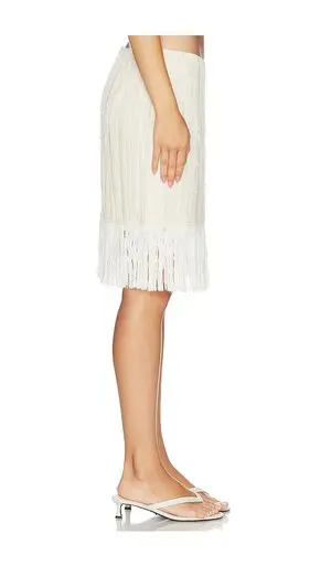 YELLOW THE LABEL Fritz Fringe Skirt In White