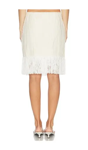 YELLOW THE LABEL Fritz Fringe Skirt In White