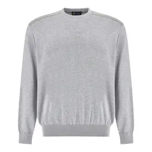 Paul & Shark Crew‑neck Sweater In Silk And Cotton With Wool And Silk Details - Light Grey