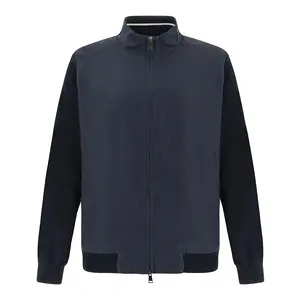 Paul & Shark Hybrid Jacket In Cotton And Linen With Stand Collar