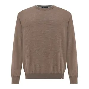 Paul & Shark Wool And Silk Crew-neck Sweater With Bicolor Collar - Hazelnut