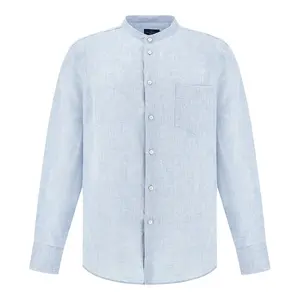 Paul & Shark Garment‑dyed Linen Shirt - Light Blue