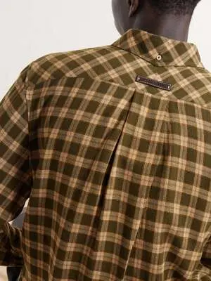 WALES BONNER Canopy Button-down Logo-embroidered Checked Cotton Shirt
