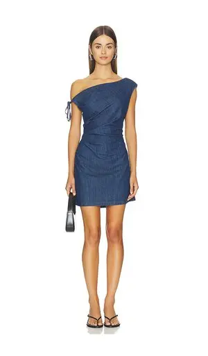 Line & Dot Abo Mini Dress - Blue