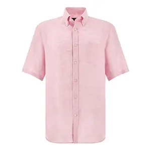 Paul & Shark Soffio Linen Shirt With Short Sleeves - Light Pink