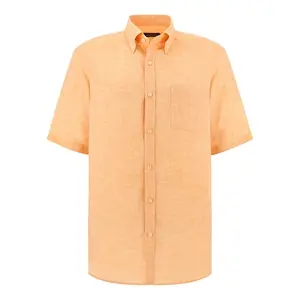 Paul & Shark Soffio Linen Shirt With Short Sleeves - Orange