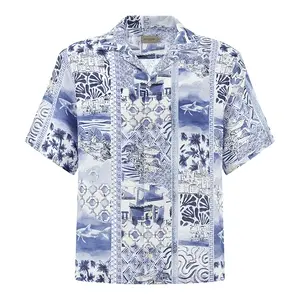 Paul & Shark Linen Shirt With Greece Voyage Print
