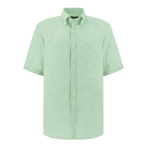 Paul & Shark Soffio Linen Shirt With Short Sleeves - Light Green