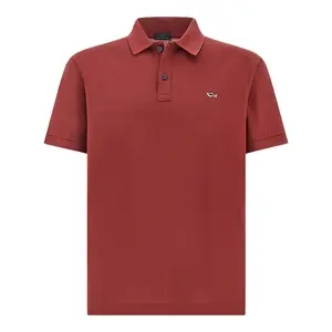 Paul & Shark Double Piqué Cotton Polo Shirt With Shark Embroidery - Ruby Wine