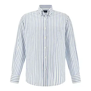 Paul & Shark Cotton Poplin Shirt With Striped Pattern - Rows White Light Blue