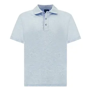 Paul & Shark Polo Shirt In Double Mercerised Cotton Jersey With Linen Details - Cerulean