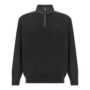 Paul & Shark Half-zip Sweater In Soft Cool Touch Wool With Typhoon® Re-4x4 Stretch Details - Black