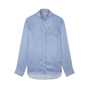 Paul & Shark Silk Shirt - Rows White Cobalt