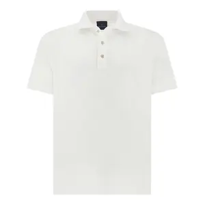 Paul & Shark Polo Shirt In Double Mercerised Cotton Jersey With Linen Details - White
