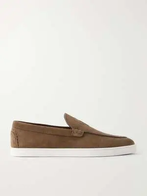 CHRISTIAN LOUBOUTIN Neocl Logo-embossed Suede Boat Shoes - Brown