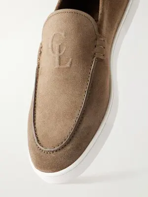 CHRISTIAN LOUBOUTIN Embossed Suede Boat Shoes