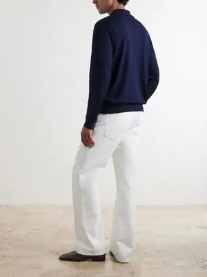 Dries Van Noten Muano Merino Wool Polo Shirt - Blue