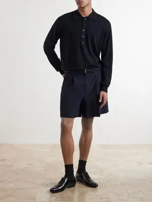 Dries Van Noten Muano Merino Wool Polo Shirt - Black