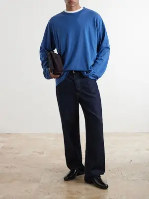Dries Van Noten Hegland Cotton-jersey T-shirt - Blue