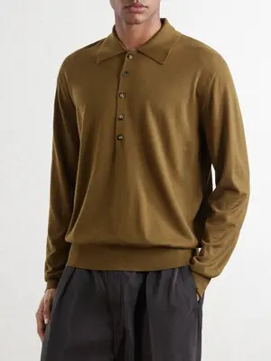Dries Van Noten Muano Merino Wool Polo Shirt - Neutrals