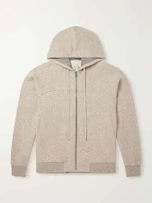 Rick Owens Wool And Cotton-blend Zip-up Hoodie - Neutral