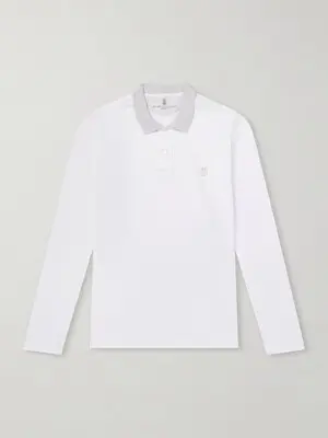 Brunello Cucinelli Logo-appliquéd Cotton-piqué Polo Shirt