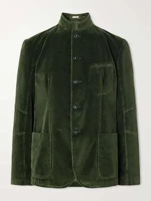 Massimo Alba Gstaad Panelled Cotton-velvet Jacket - Green