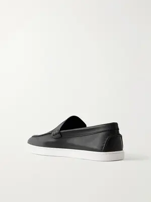 CHRISTIAN LOUBOUTIN Logo-embossed Leather Boat Shoes