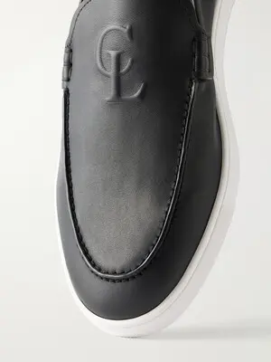 CHRISTIAN LOUBOUTIN Logo-embossed Leather Boat Shoes
