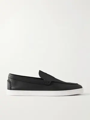 CHRISTIAN LOUBOUTIN Logo-embossed Leather Boat Shoes