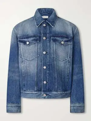 Dries Van Noten Paneled Cotton-denim Trucker Jacket - Blue