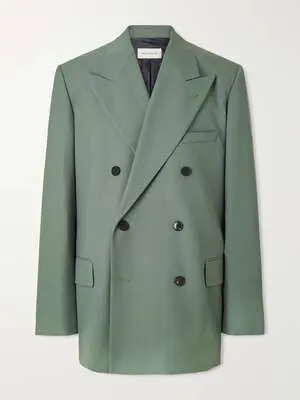 Dries Van Noten Bosier Double-breasted Wool-gabardine Blazer - Green