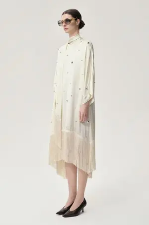 FRONT ROW SHOP Neutrals Stud-embellished Scarf Dress Ivory - White