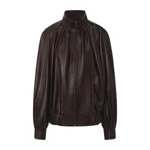 FRONT ROW SHOP Soft Pleated Balloon Leather Jacket