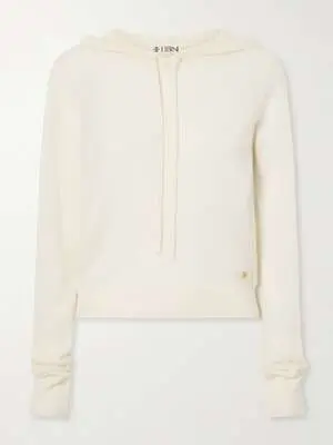 Eterne Embellished Cashmere Cropped Hoodie - Cream