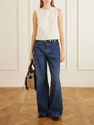 Muuñ Cotton And Leather-trimmed Raffia Tote