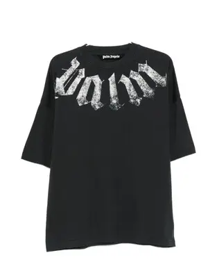 Palm Angels Logo Cotton T-shirt - Black