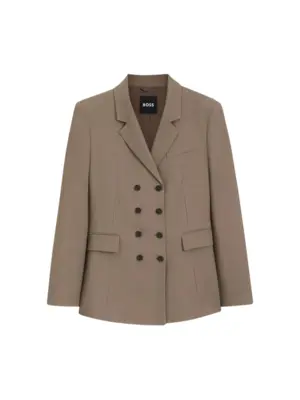 BOSS Double-breasted Blazer With Black Buttons - Beige