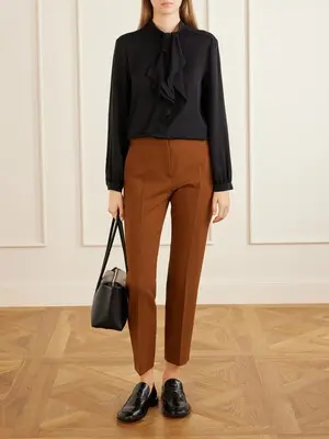 Max Mara Mxmacino Wool-blend Mid-rise Slim-leg Pants