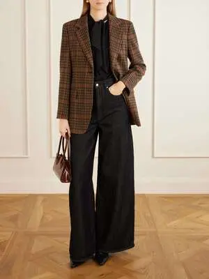 Max Mara Mxmgalgosce Houndstooth Wool And Cotton-blend Blazer